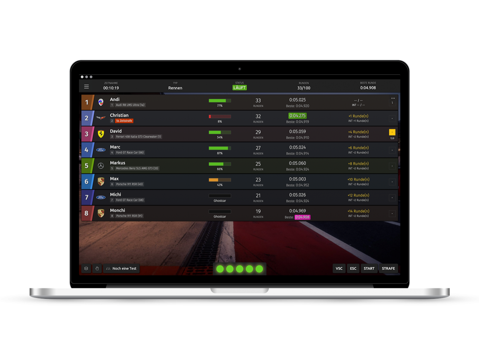 Use SmartRace on notebooks and desktop computers with mouse and ...